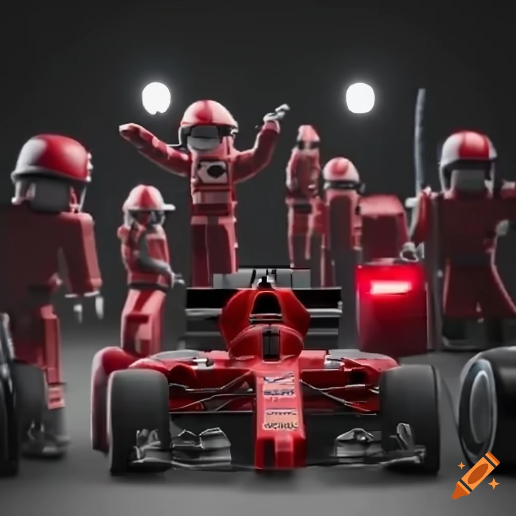 Roblox render of an F1 pitcrew on Craiyon