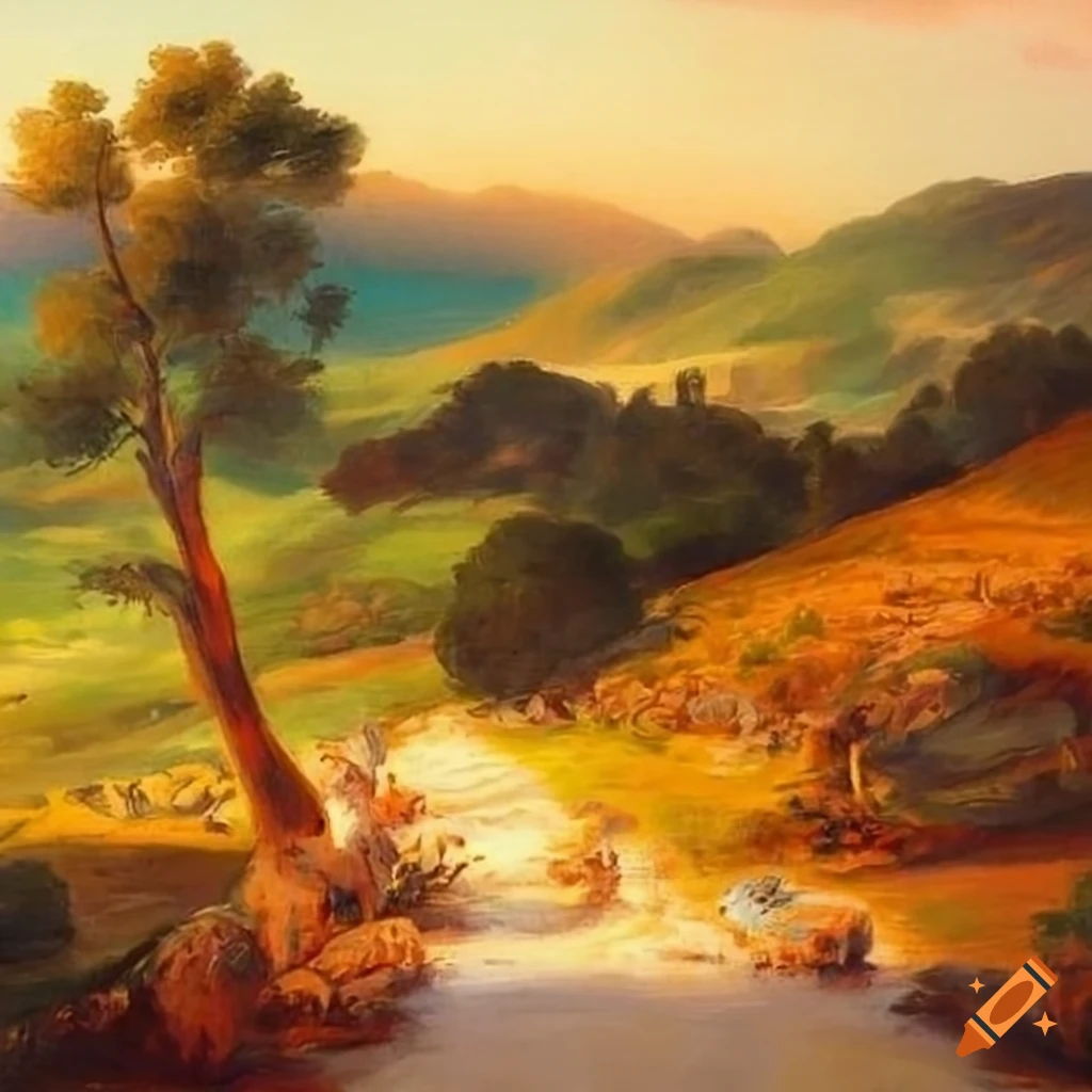 Landscape painting in the style of gregorio lopes