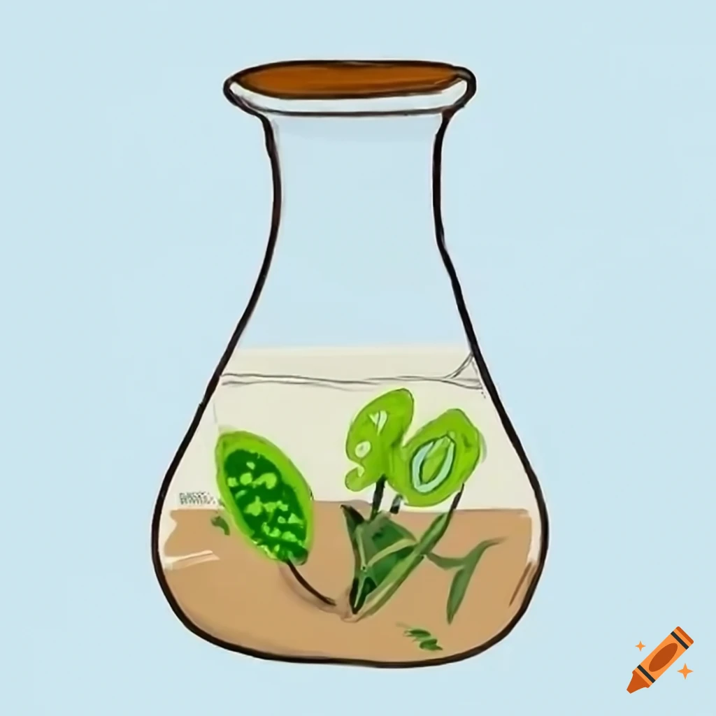 Beaker filled with plants