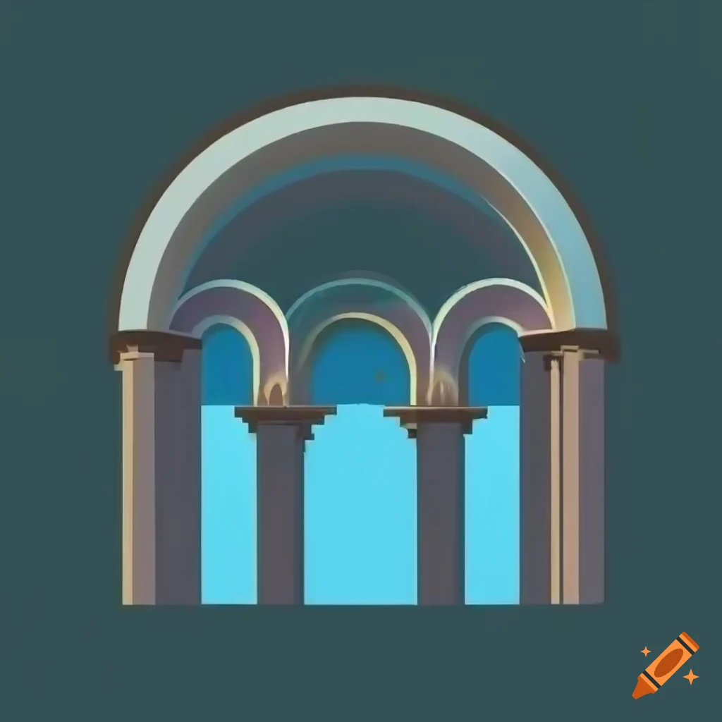 Abstract geometric art with arches