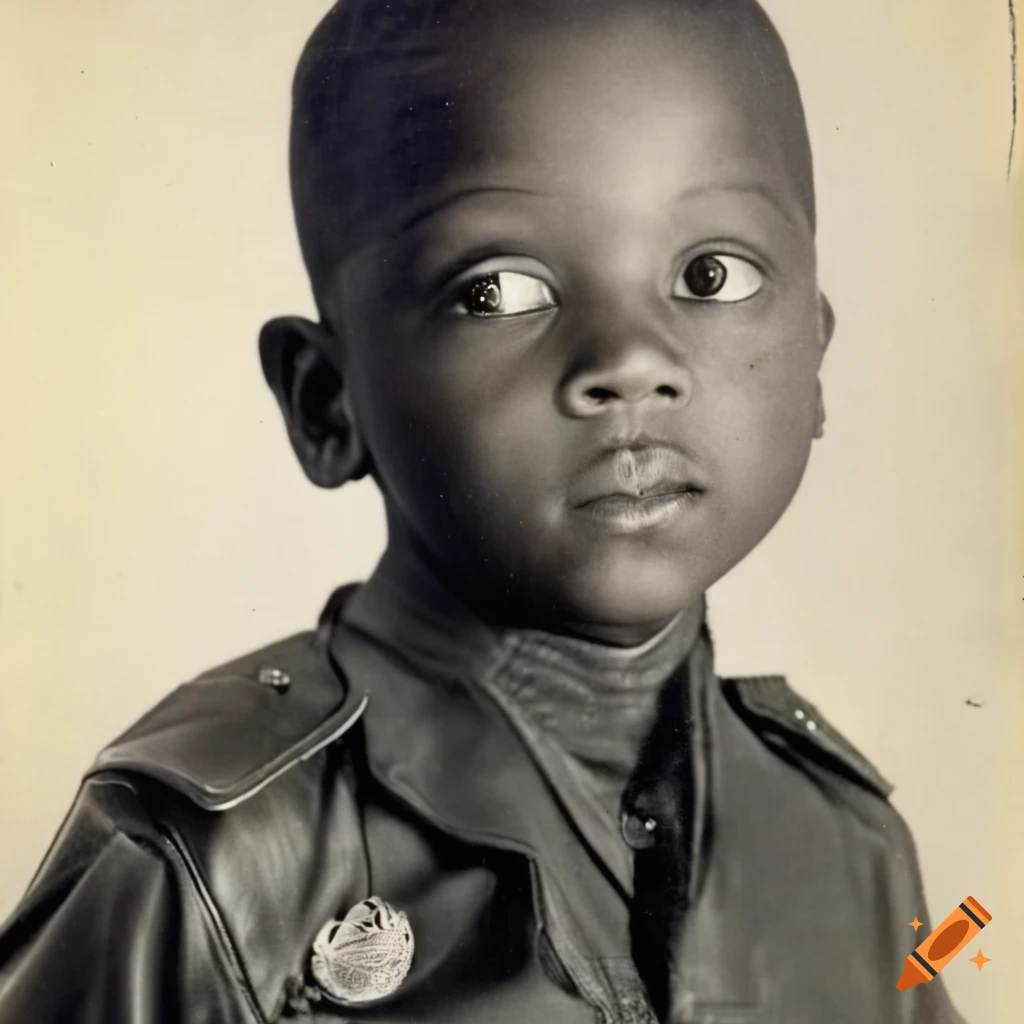 Vintage photo of a stern-looking black boy in a security guard uniform ...