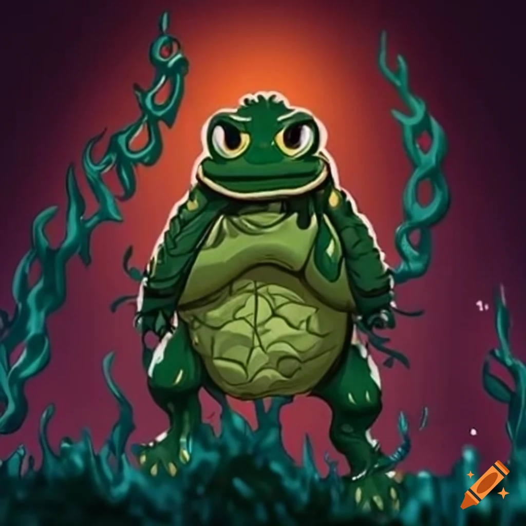 Artwork of a seaweed ninja monster toad