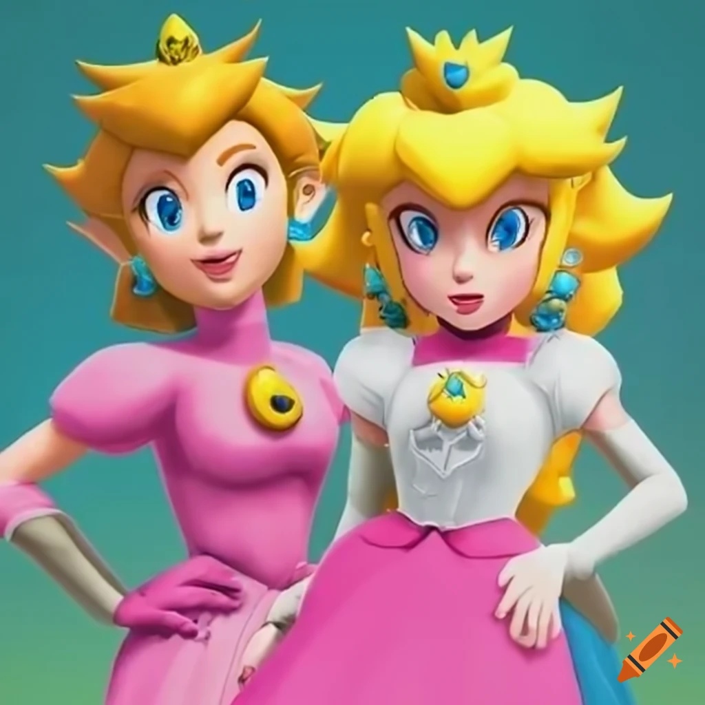 Link and princess peach swapping outfits on Craiyon
