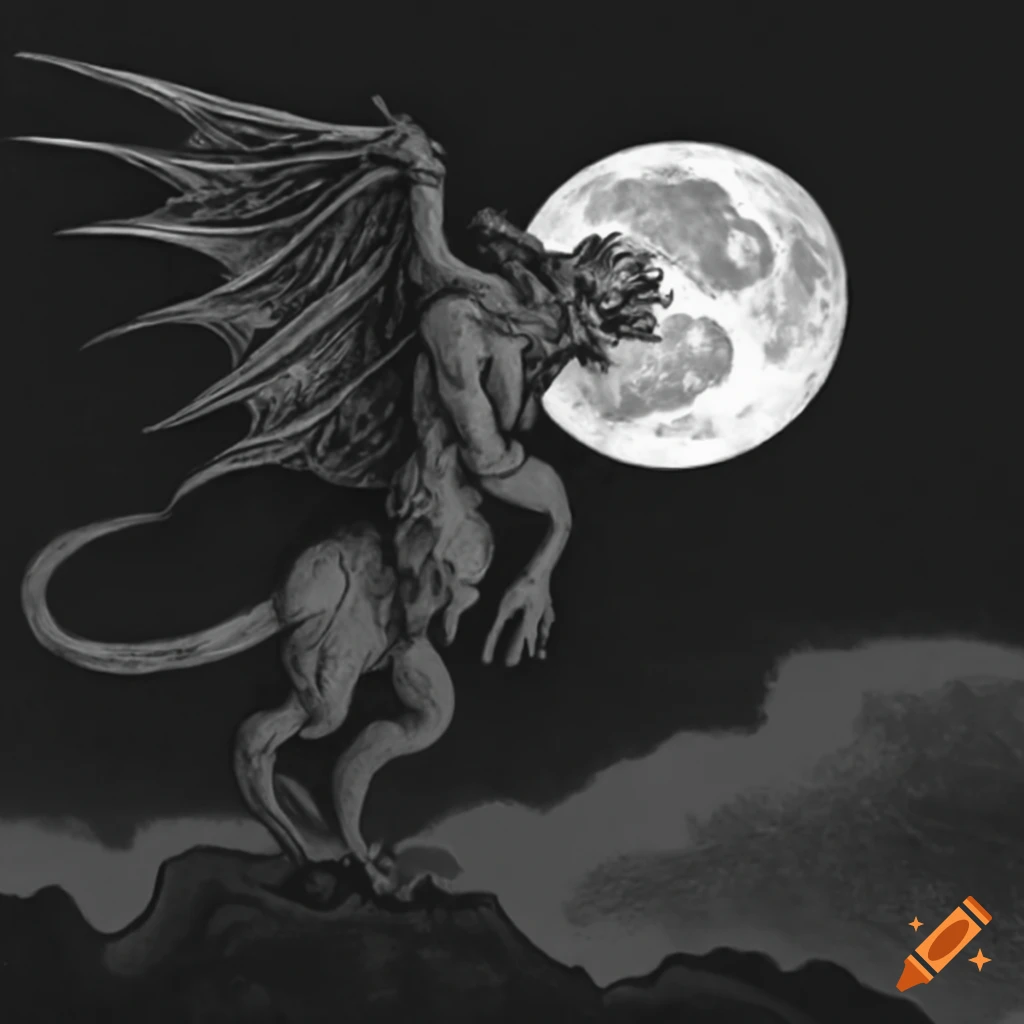 Gothic gargoyle flying in the sky on Craiyon