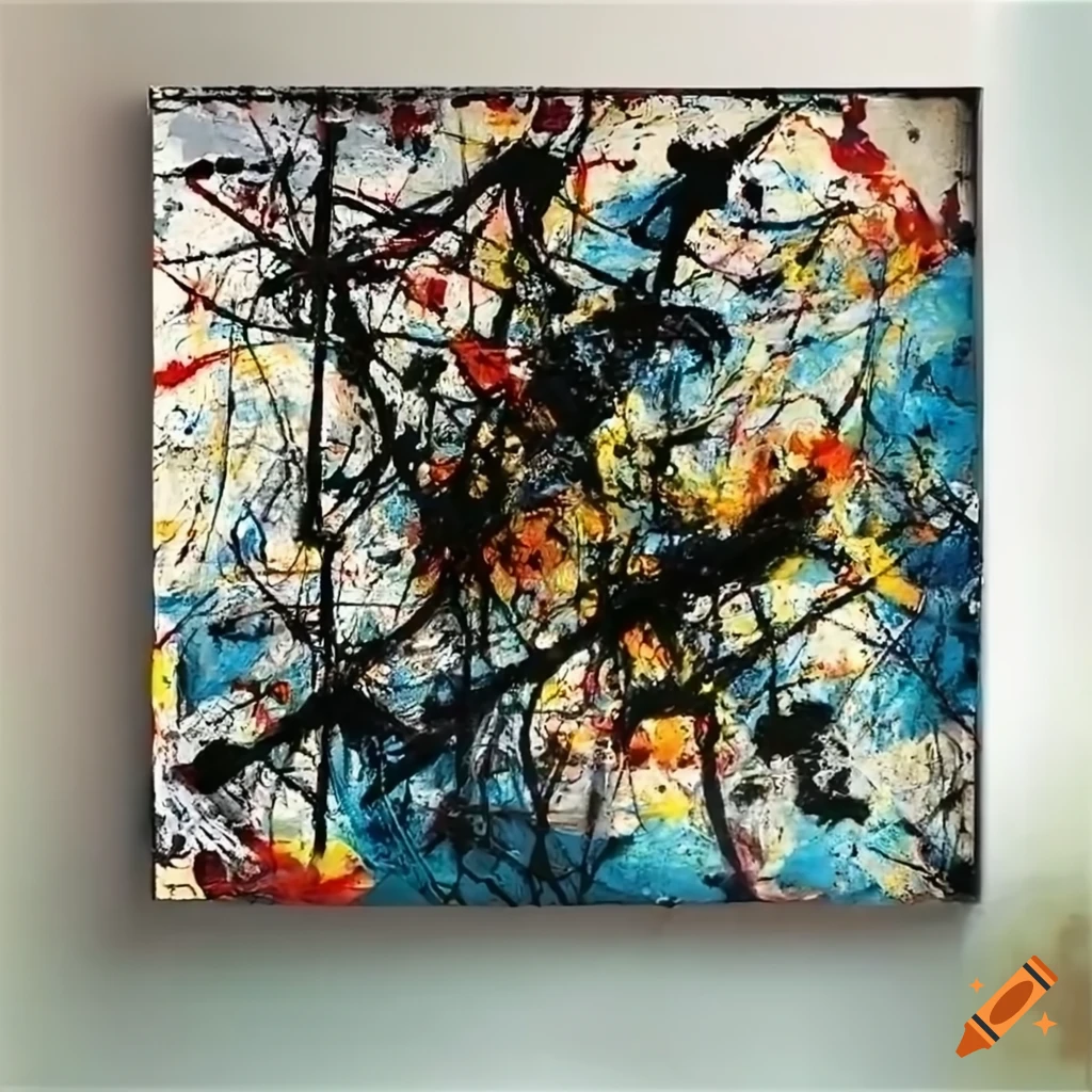 Modern contemporary jackson pollock painting in three colors on Craiyon