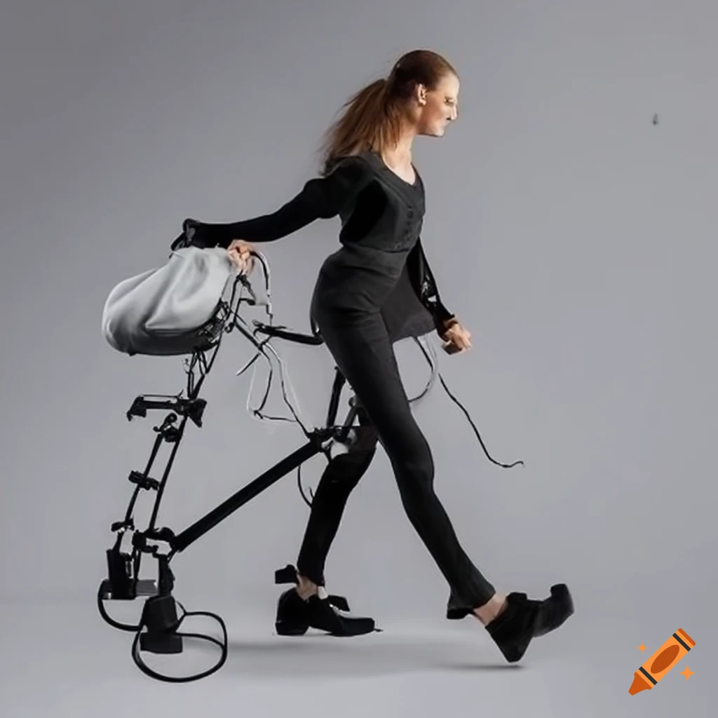 Person wearing powered pants for walking assistance on Craiyon