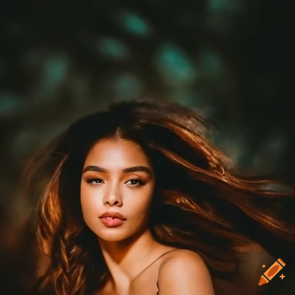 Dreamy natural portrait of a woman with radiant smile on Craiyon