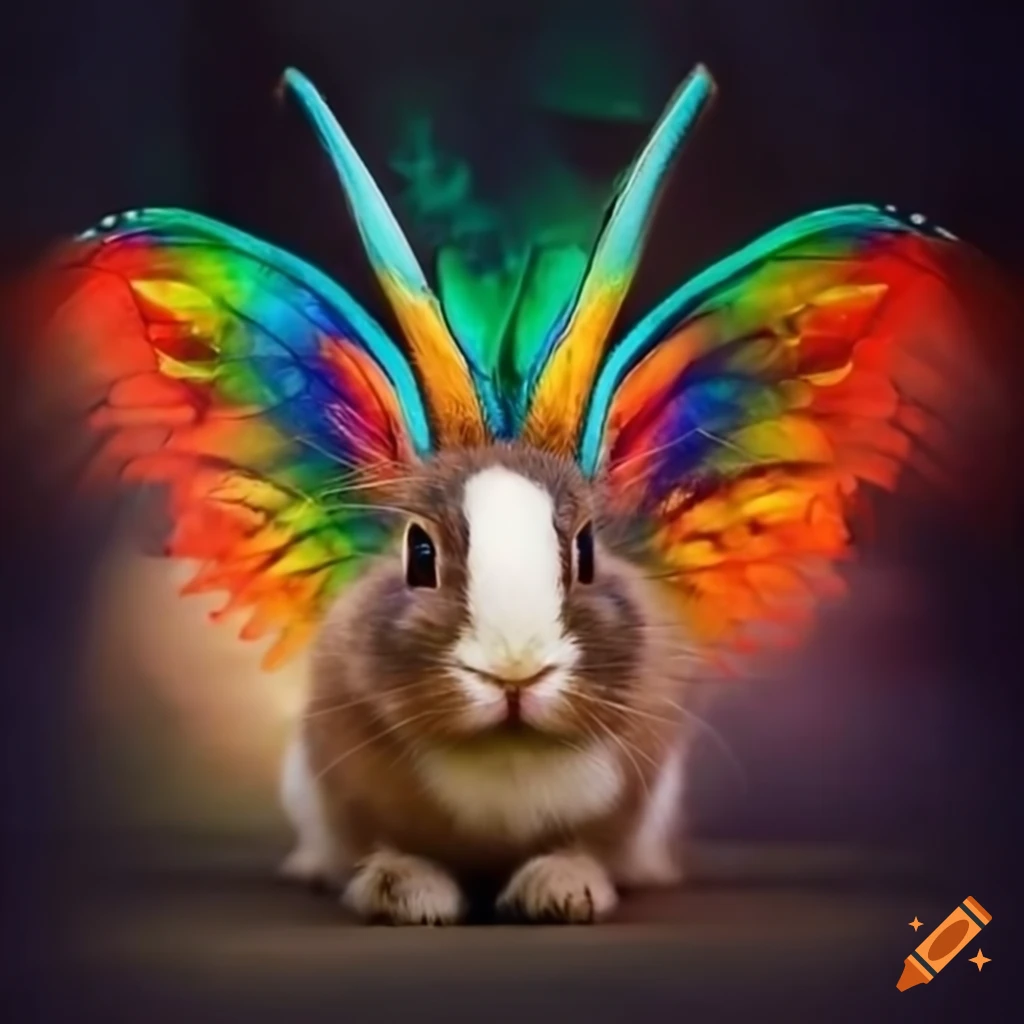 Adorable rabbit with butterfly wings