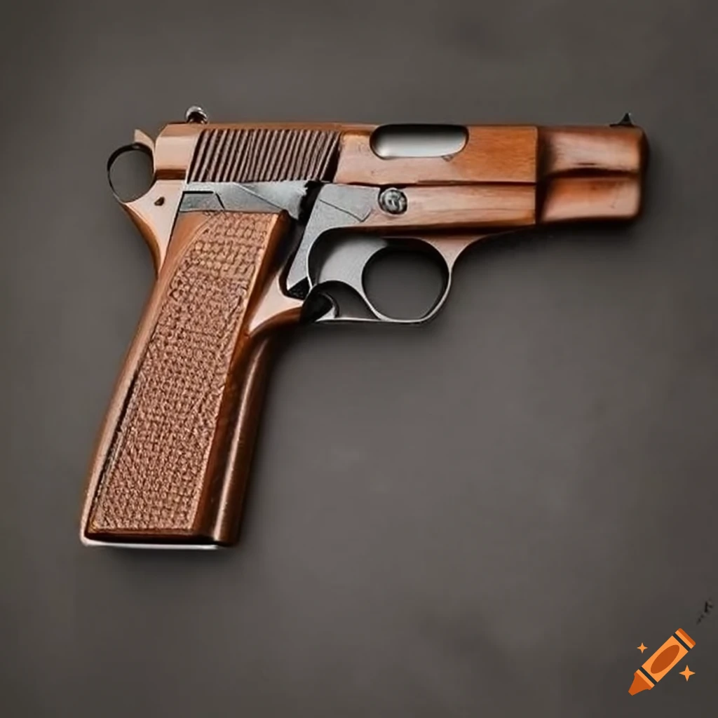 Brown color browning hi power handgun on Craiyon