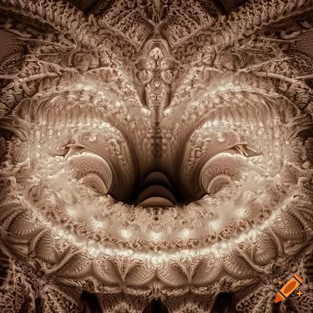 3d torus sculpture with fractal pattern in sepia tones on Craiyon