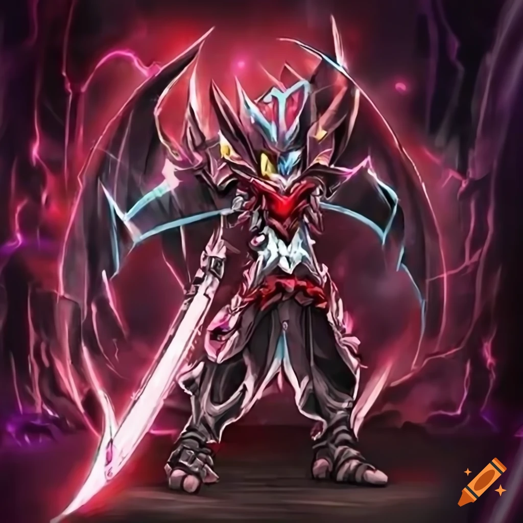 Epic chaos warrior with a sword and red magic effects on Craiyon