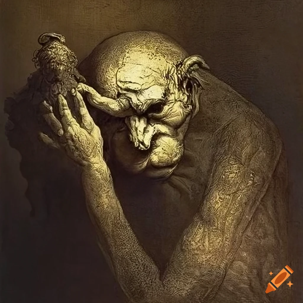 Gustave doré-inspired gothic artwork with gargoyle