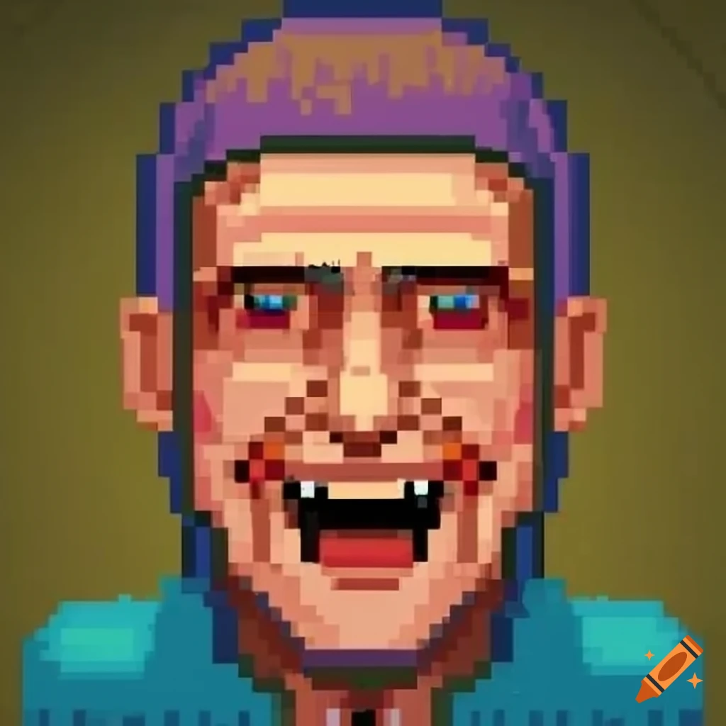 Pixel art portrait of a smiling man on Craiyon
