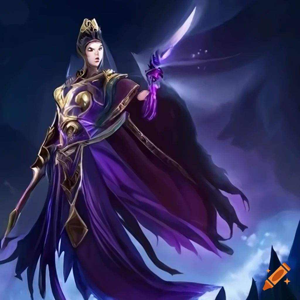 Illustration of queen maiev shadowsong with dual blades on Craiyon