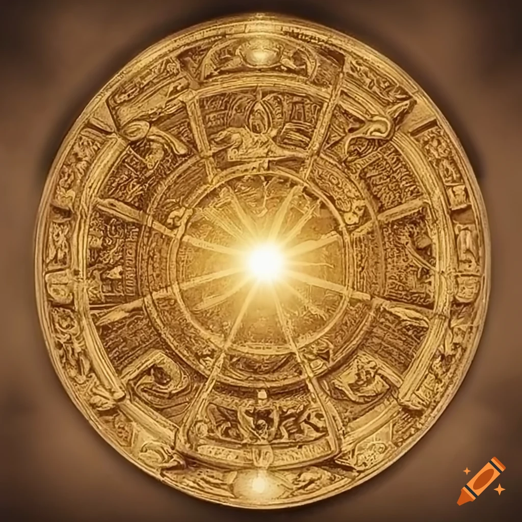 Oval shield with sun god motif on Craiyon