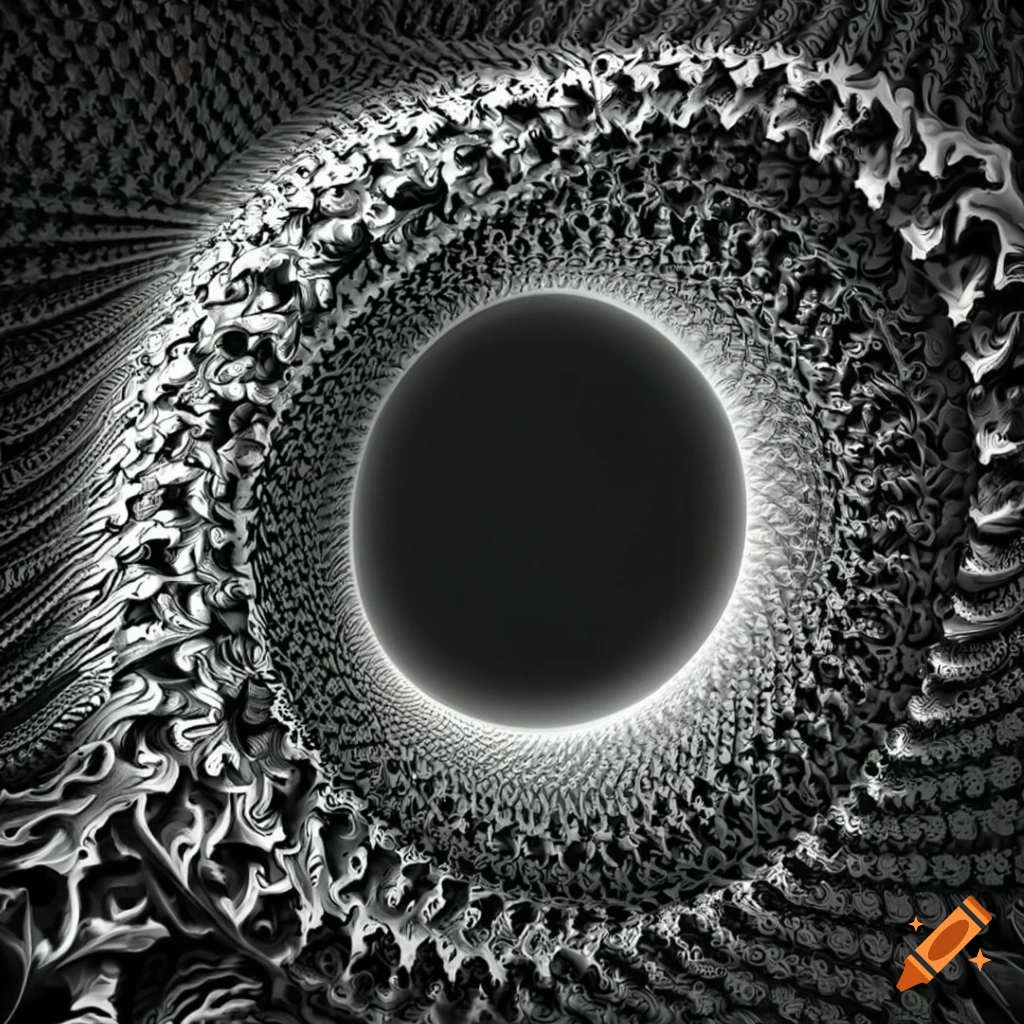 Intricate 3d fractal torus in black space on Craiyon
