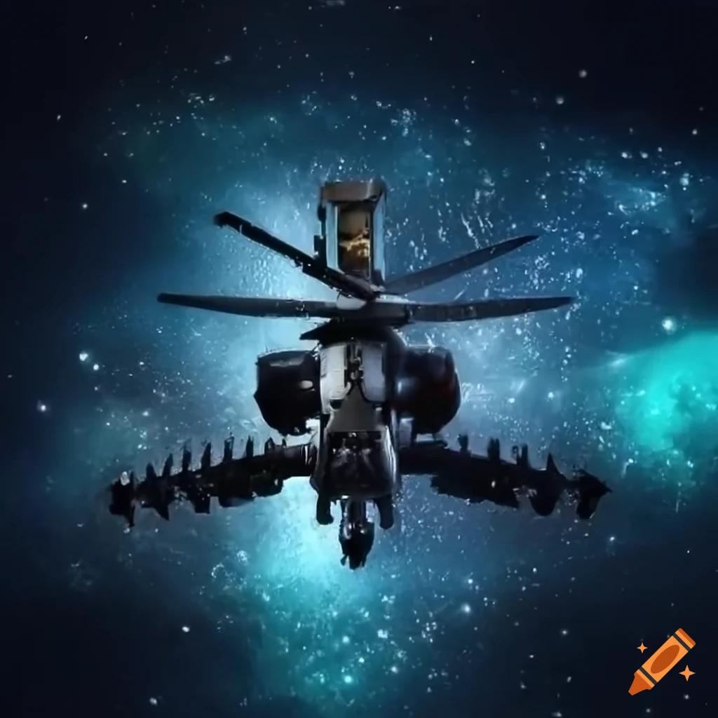 Apache helicopter in space on Craiyon