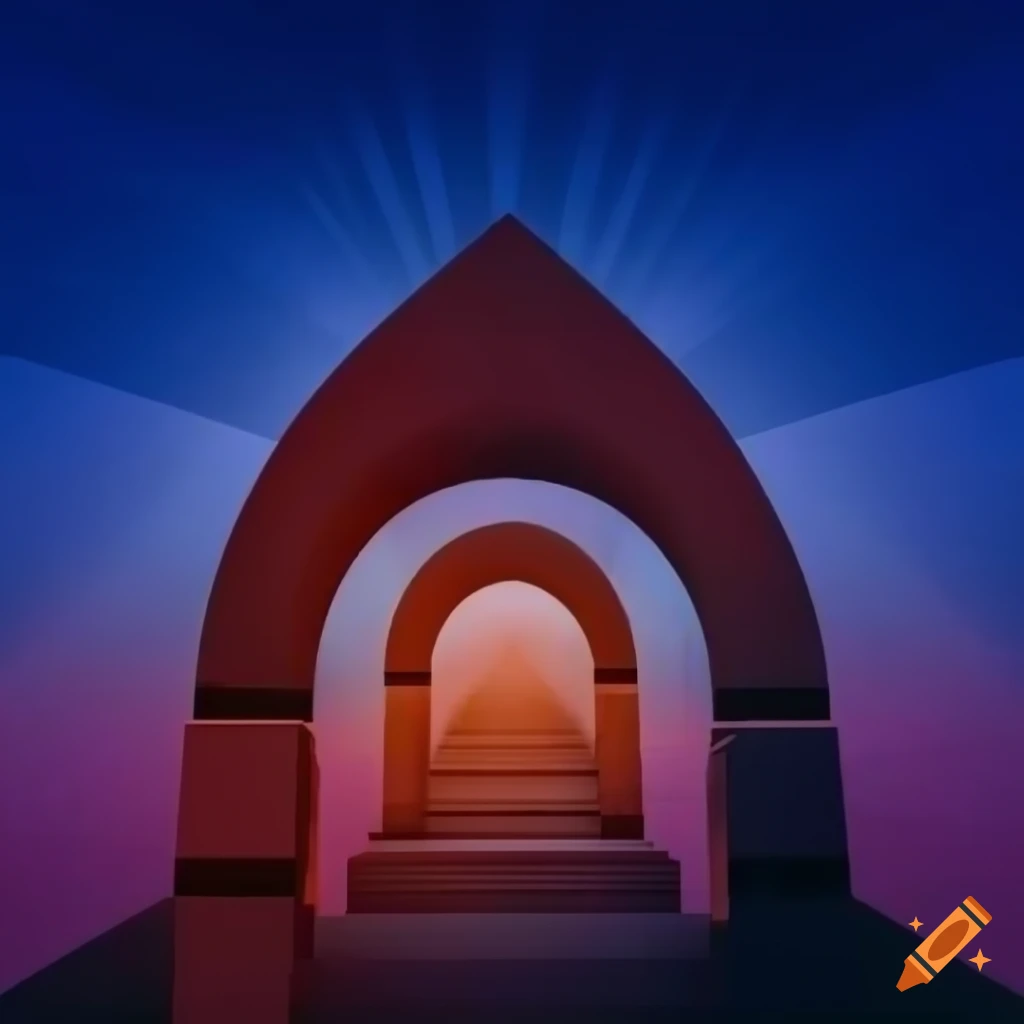 Abstract art of architectural arches and steps on Craiyon