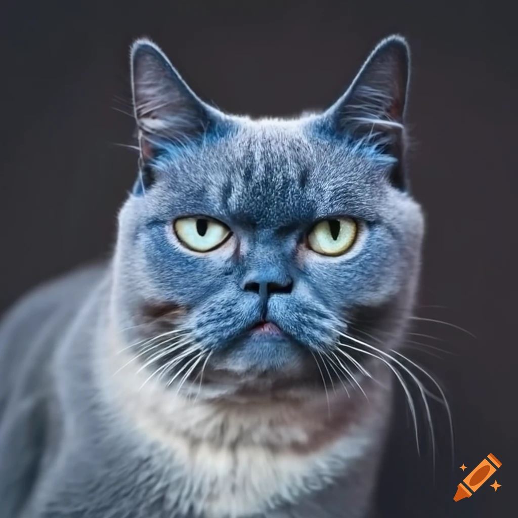 Grumpy blue cat on Craiyon