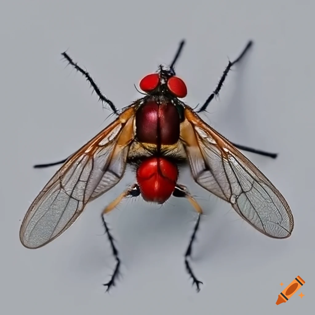 Close-up of a fly on a white background on Craiyon