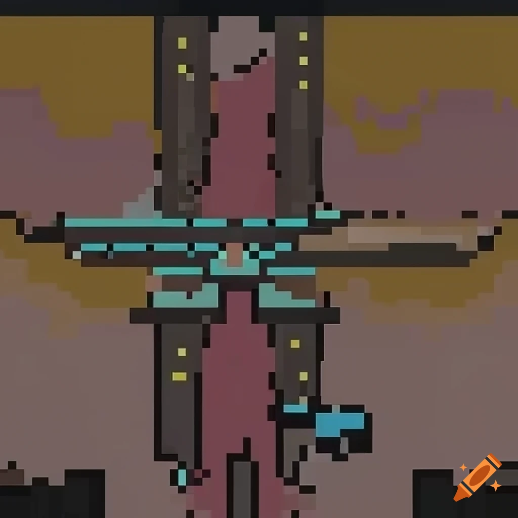 Pixel art illustration of a journey