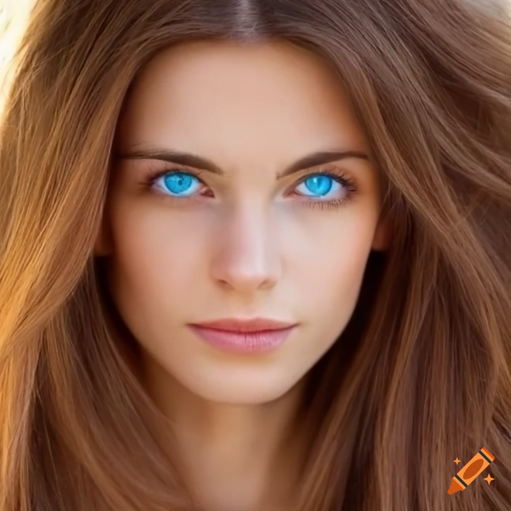 Gorgeous young woman with italian heritage, brown hair, blue eyes ...