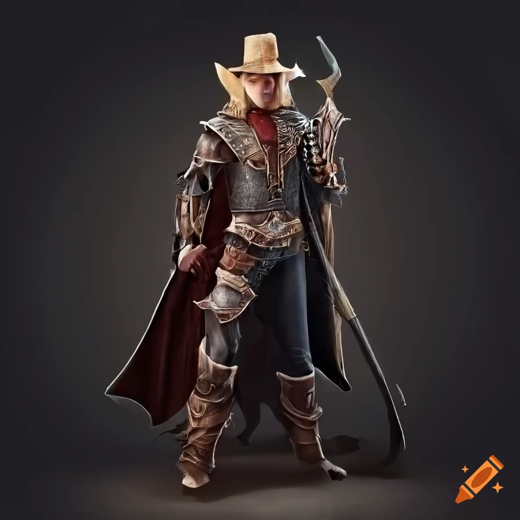 High-detailed illustration of a cowboy warlock with a magic sword on ...