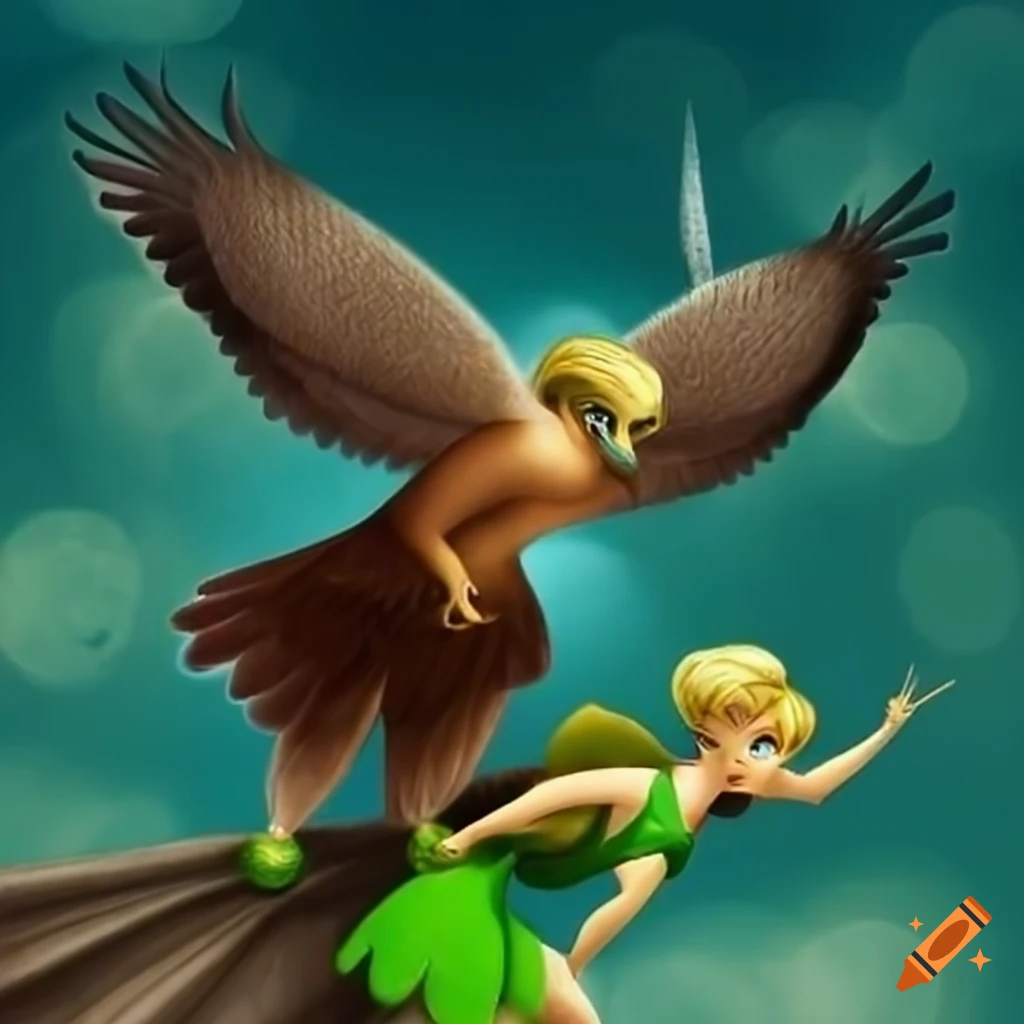 Image of a hawk attacking tinkerbell