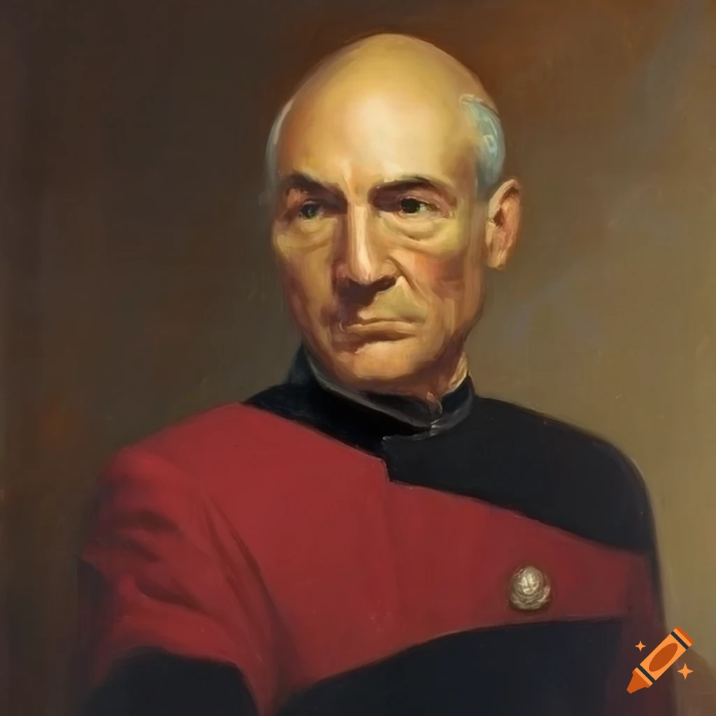 Oil painting of jean-luc picard