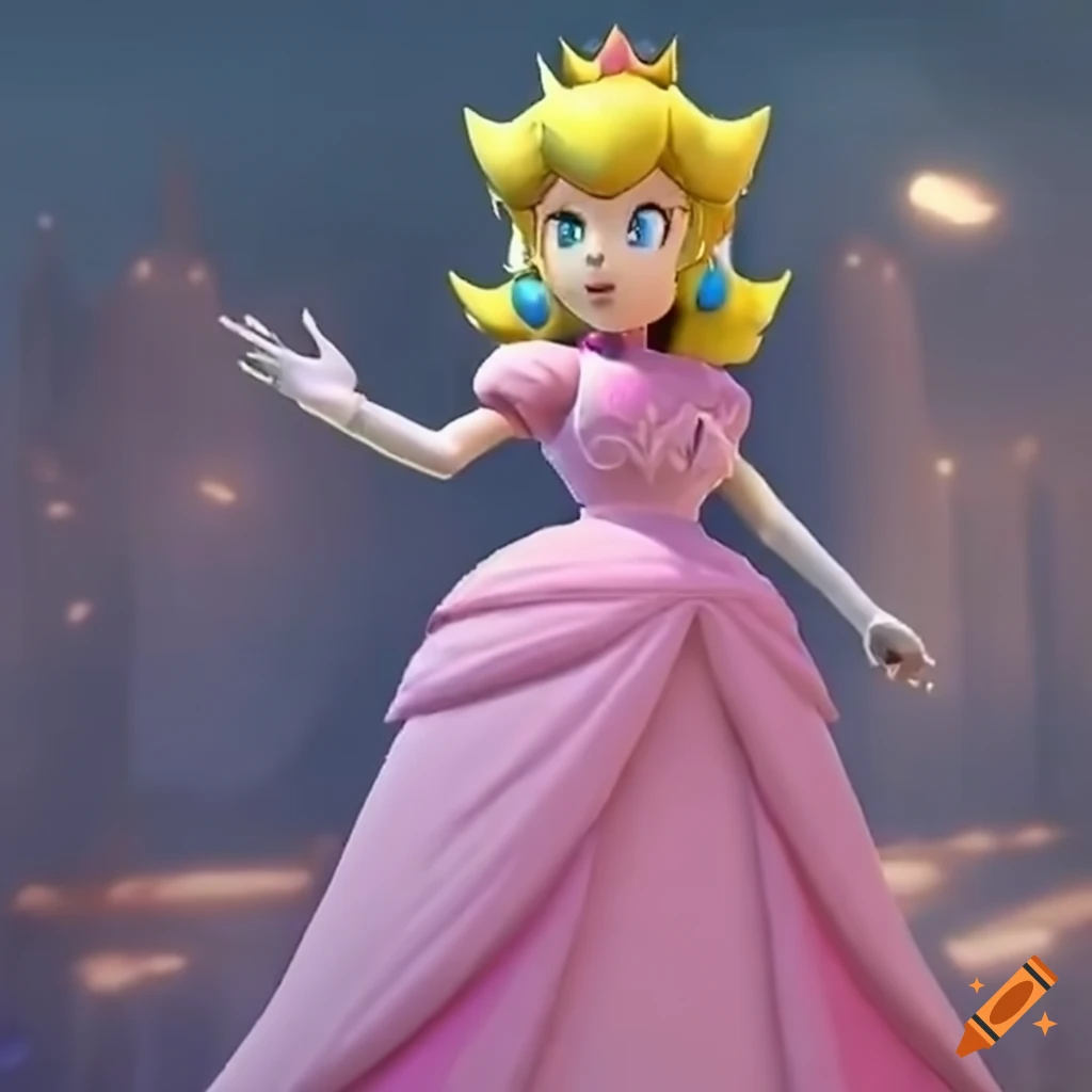 Cosplay of Link wearing Princess Peach's ballgown on Craiyon