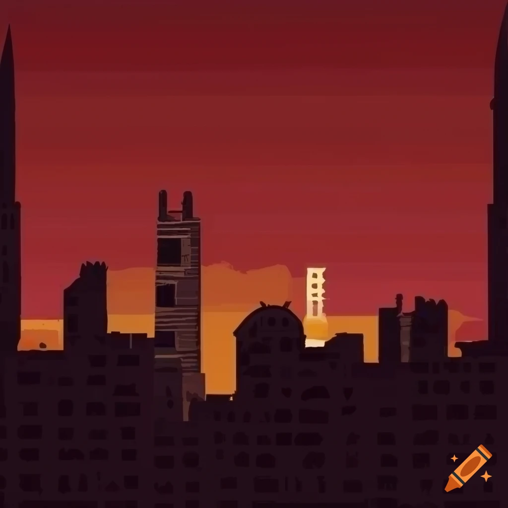 Vector art of a soviet city in ruins