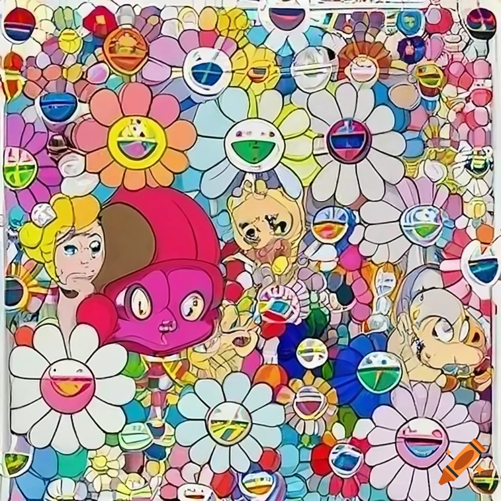 Artwork collaboration by alan aldridge and takashi murakami on Craiyon