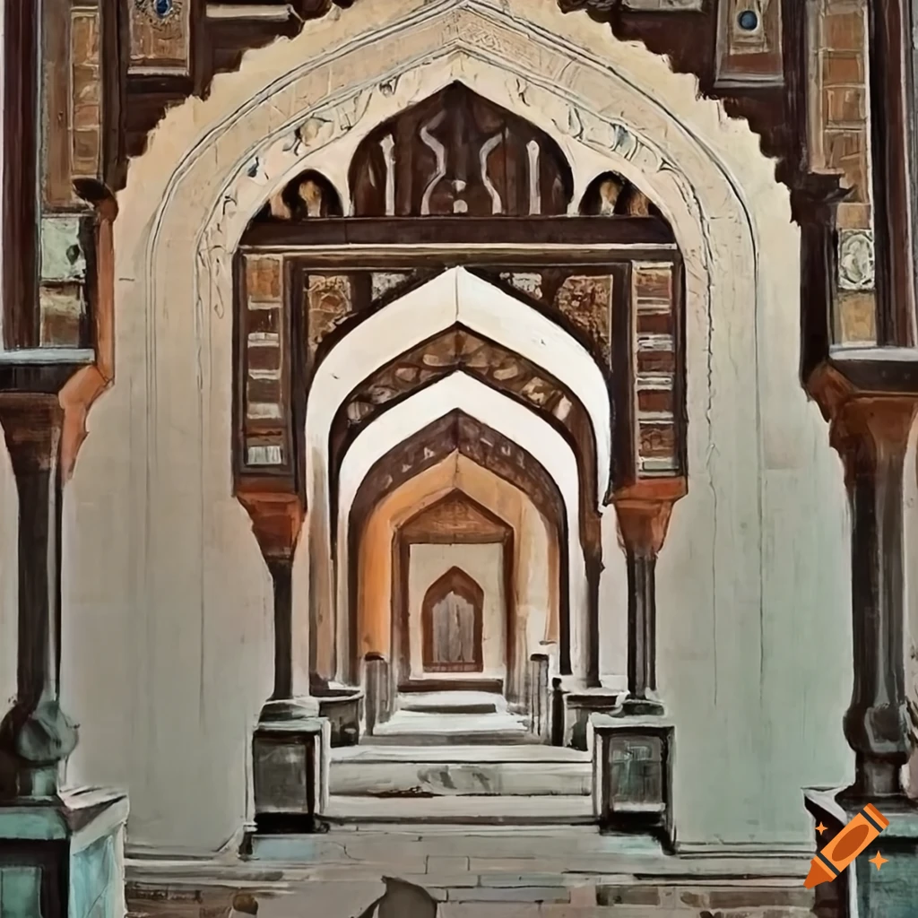 Abstract geometric art with arches and steps on Craiyon