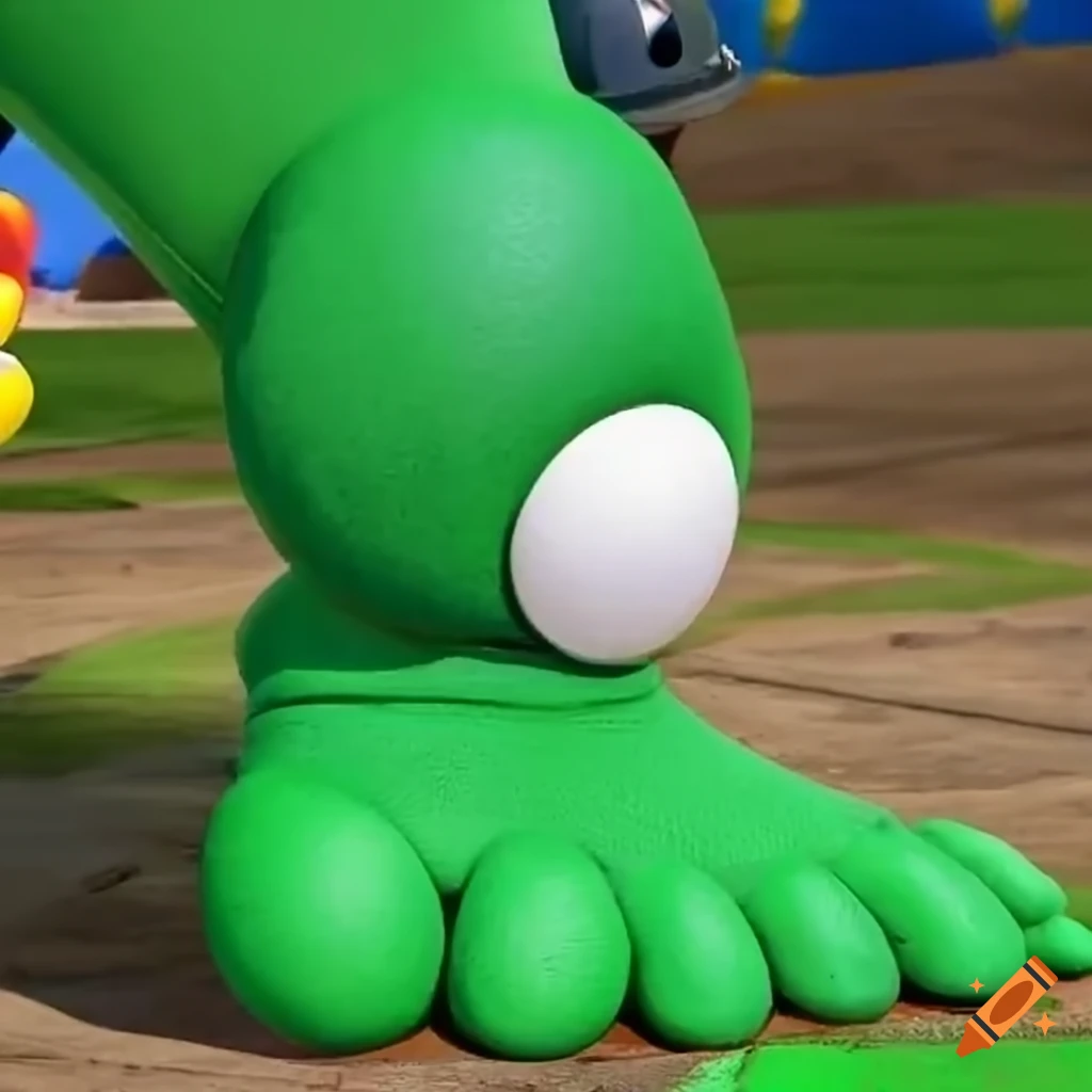 Detailed view of yoshi's green feet on Craiyon