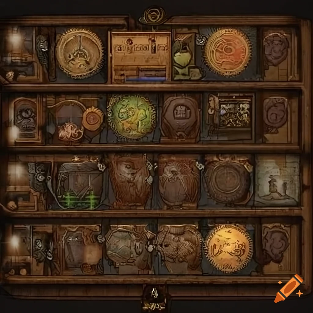 Inventory screen in a steampunk rpg game on Craiyon