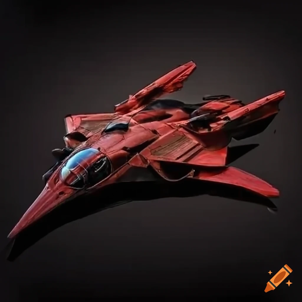 Red pterodactyl-themed star fighter in royal red on Craiyon