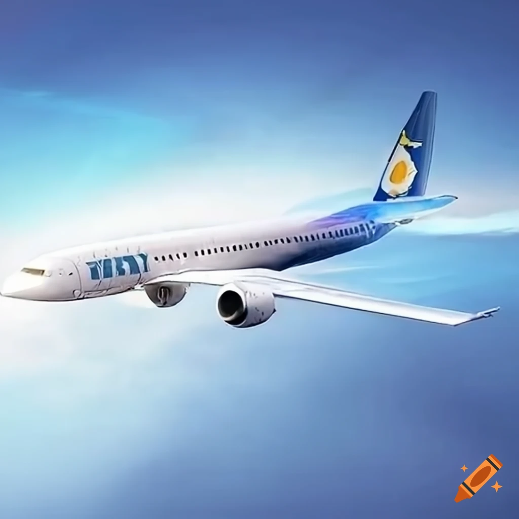 Hyper-realistic depiction of a commercial airplane in flight on Craiyon