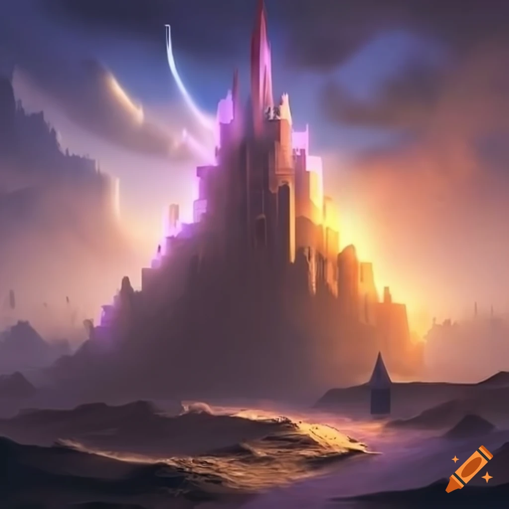 Fantasy art of a crystal castle in a sandstorm on Craiyon