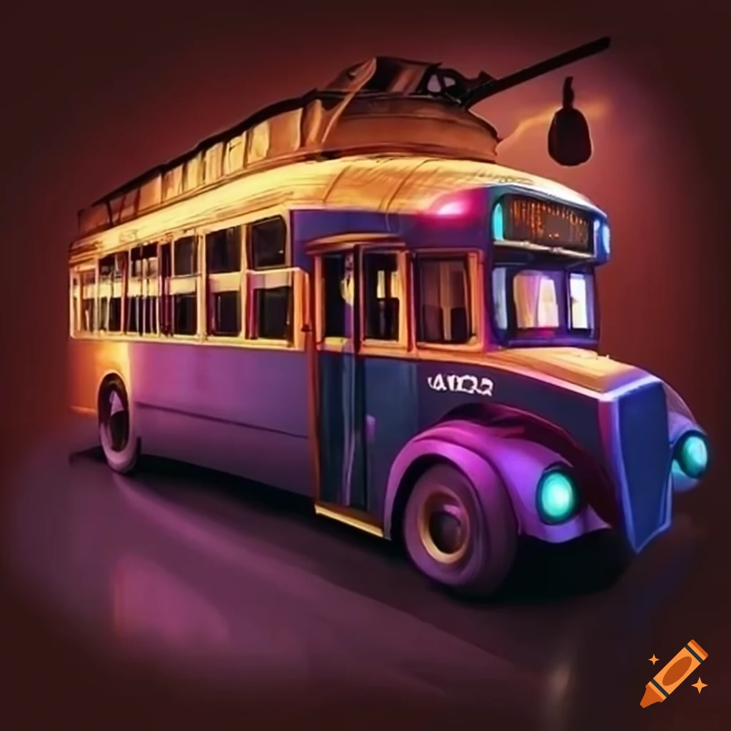 Decopunk fusion of bus, train, and boat on Craiyon