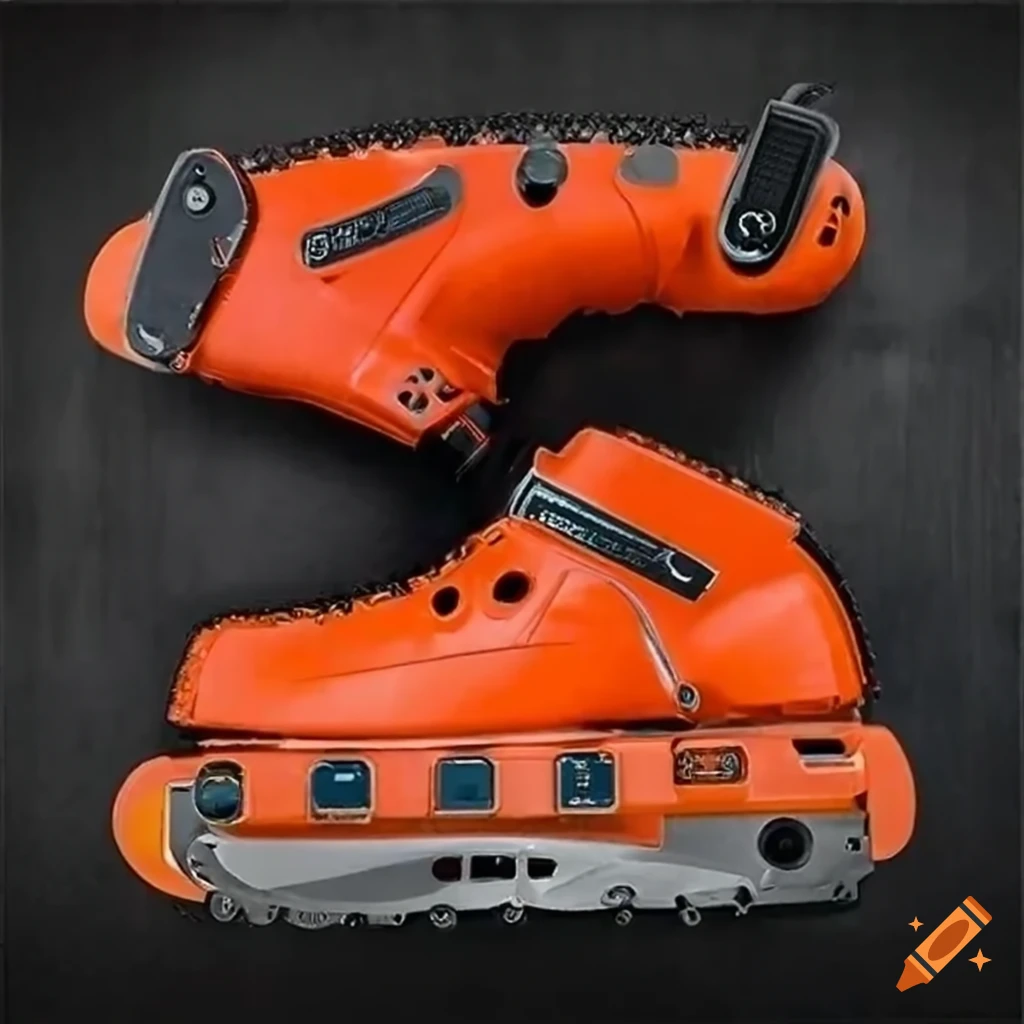 Fashionable shoe with chainsaw-like design on Craiyon