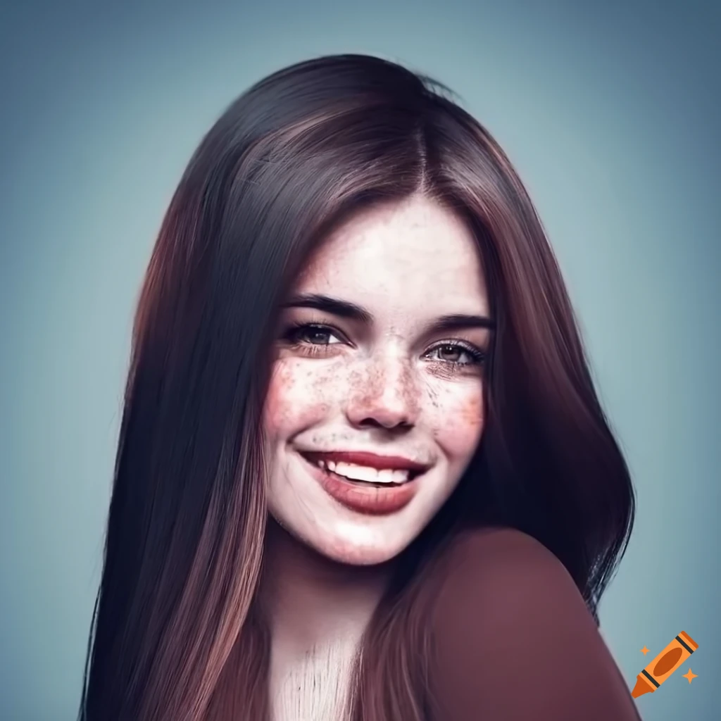 Portrait Of A Smiling Woman With Freckles On Craiyon