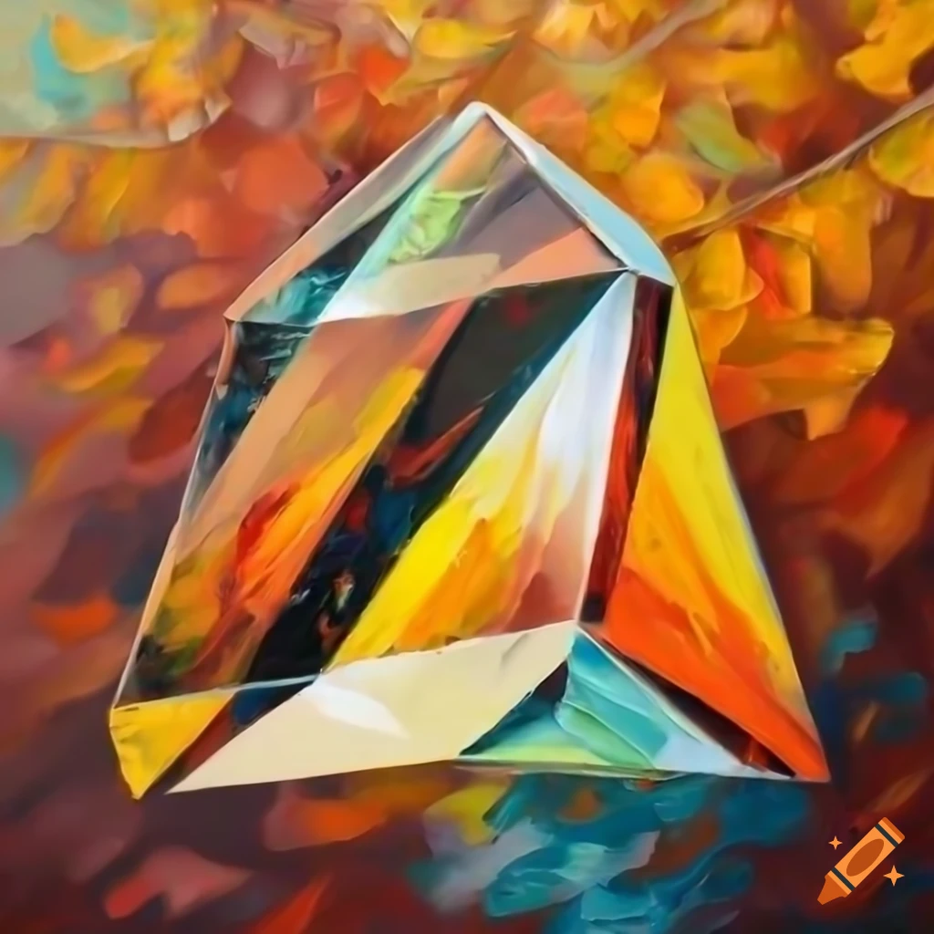 Painting of a floating prism in an autumn forest on Craiyon