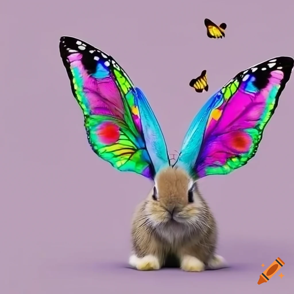 Rabbit with butterfly wings on Craiyon