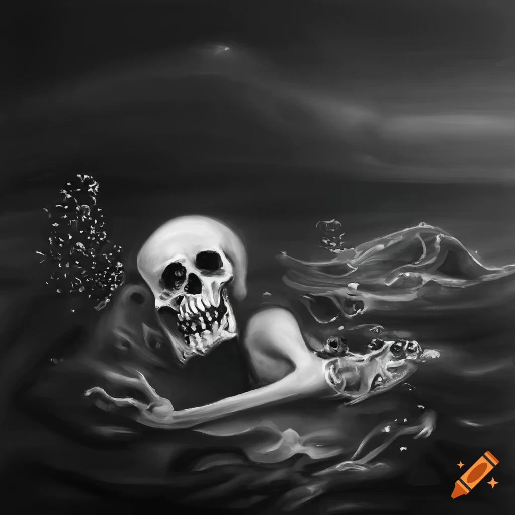 Oil painting of a skeleton in a crowd on Craiyon