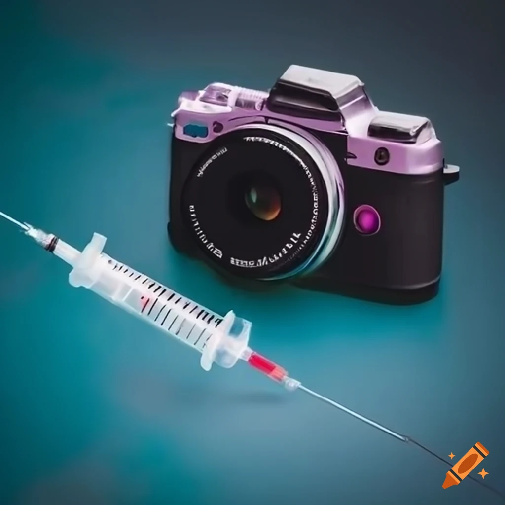 Creative concept of a camera and syringe combined on Craiyon