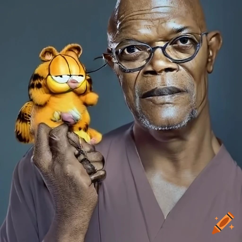 Samuel l jackson with garfield the cat