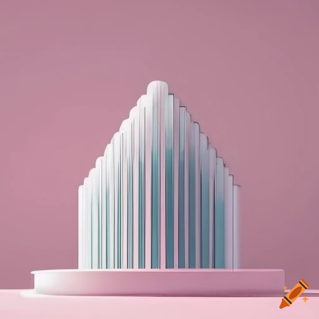 Detailed minimalist art deco architectural features in pastel colors on ...