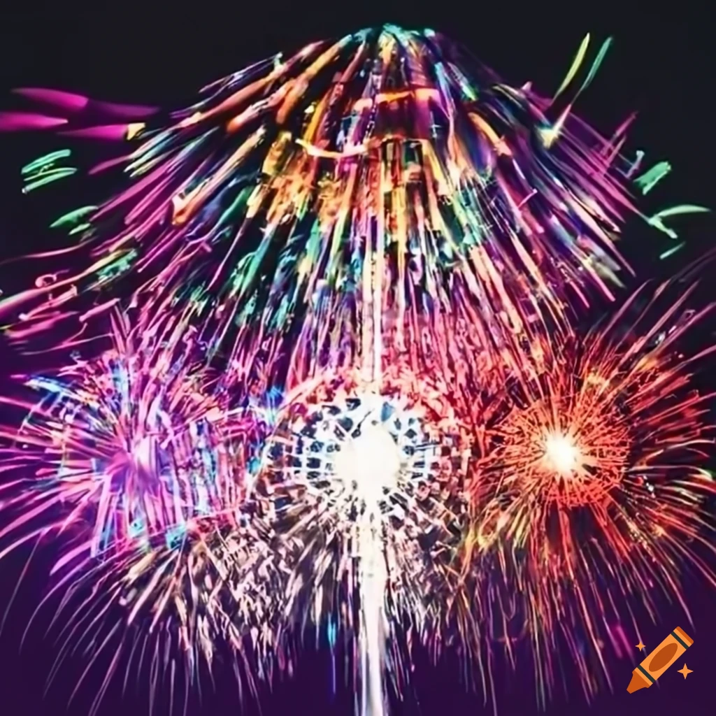 Chrome disco ball with fireworks on Craiyon