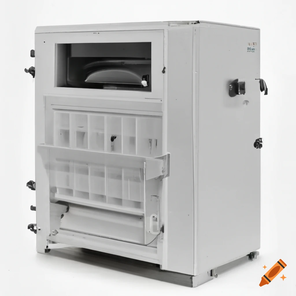 Metallic pick and place machine with index card cabinet on Craiyon