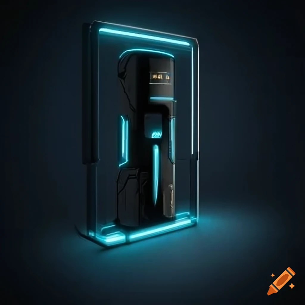 Detailed wireframe of a science fiction EV charger on Craiyon